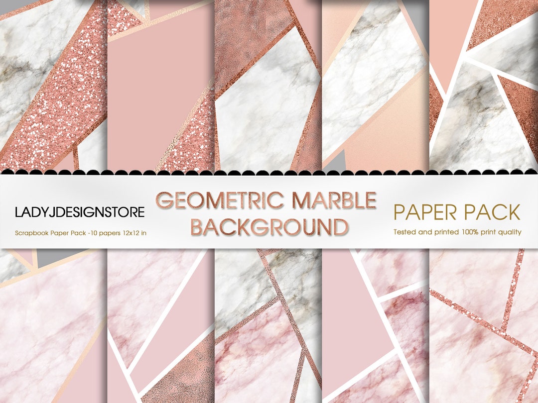 Rose Gold Geometric Marble Digital Paper, Digital Marble, Rose Gold ...
