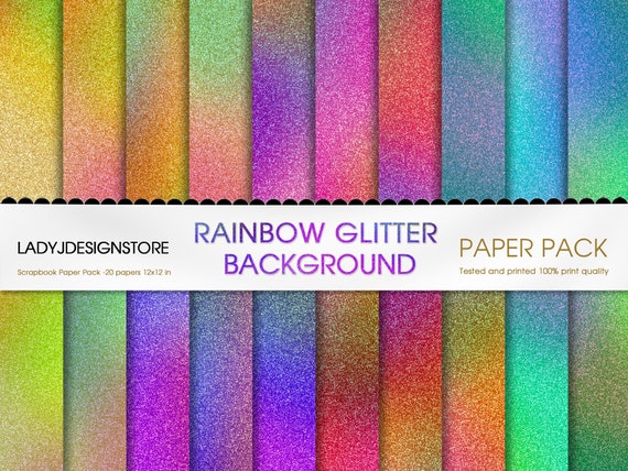 Rainbow Glitter Digital Paper - rainbow digital texture, glitter ...