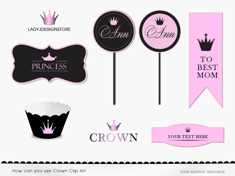 Pastel Crown ClipArt 12 Digital clipart crowns for | Etsy