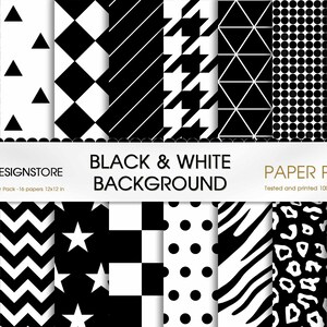 Black and White Geometric Seamless Background Stars Circles Checkers ...