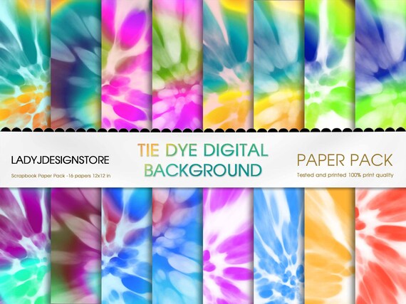 Tie Dye Digital Paper, Colorful tie-dye, Hippie, Mermaid, Unicorn ...