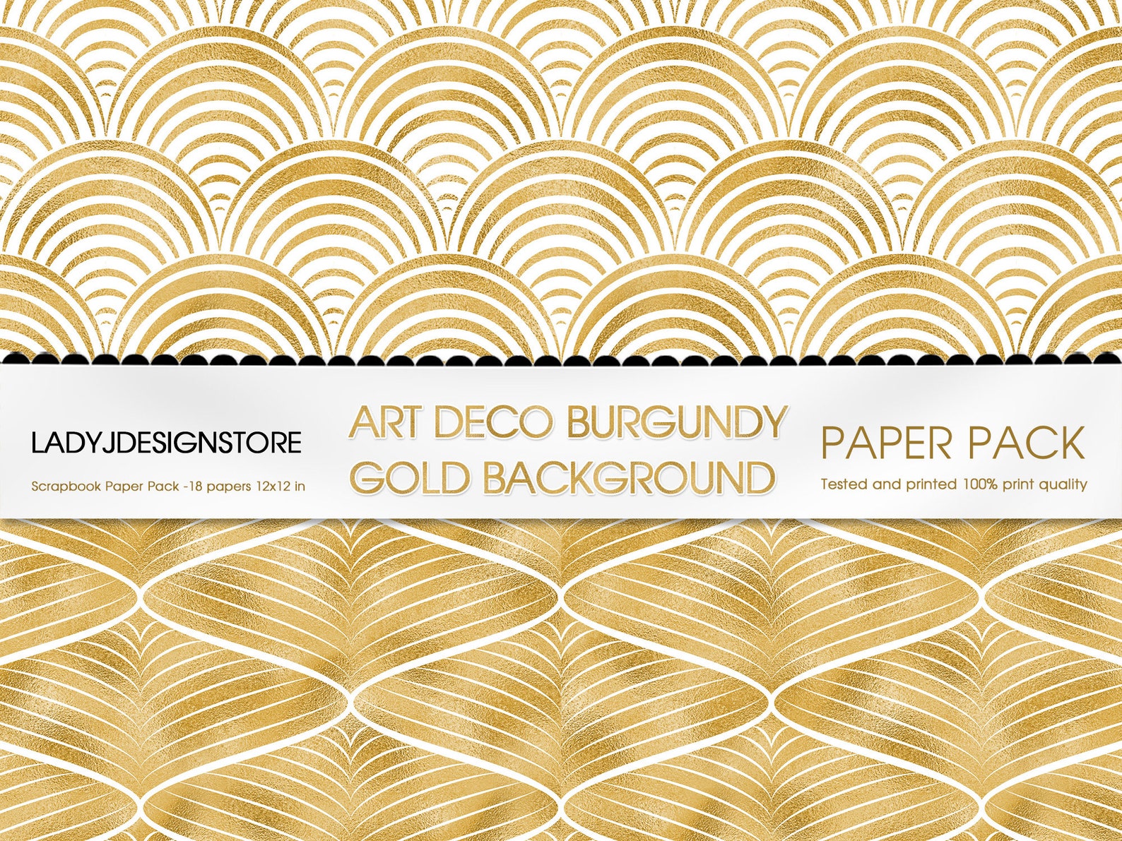 Art Deco White Gold Foil Digital Paper Seamless Retro Art Deco - Etsy