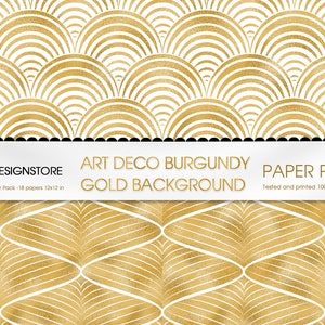 Art Deco White Gold Foil Digital Paper Seamless Retro Art Deco Patterns ...