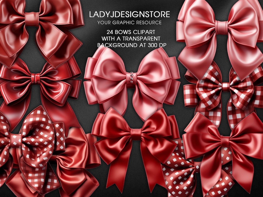 Red Bows Clip Art, Red Ribbon Bows Clip Art in PNG Format, Red Burgundy ...