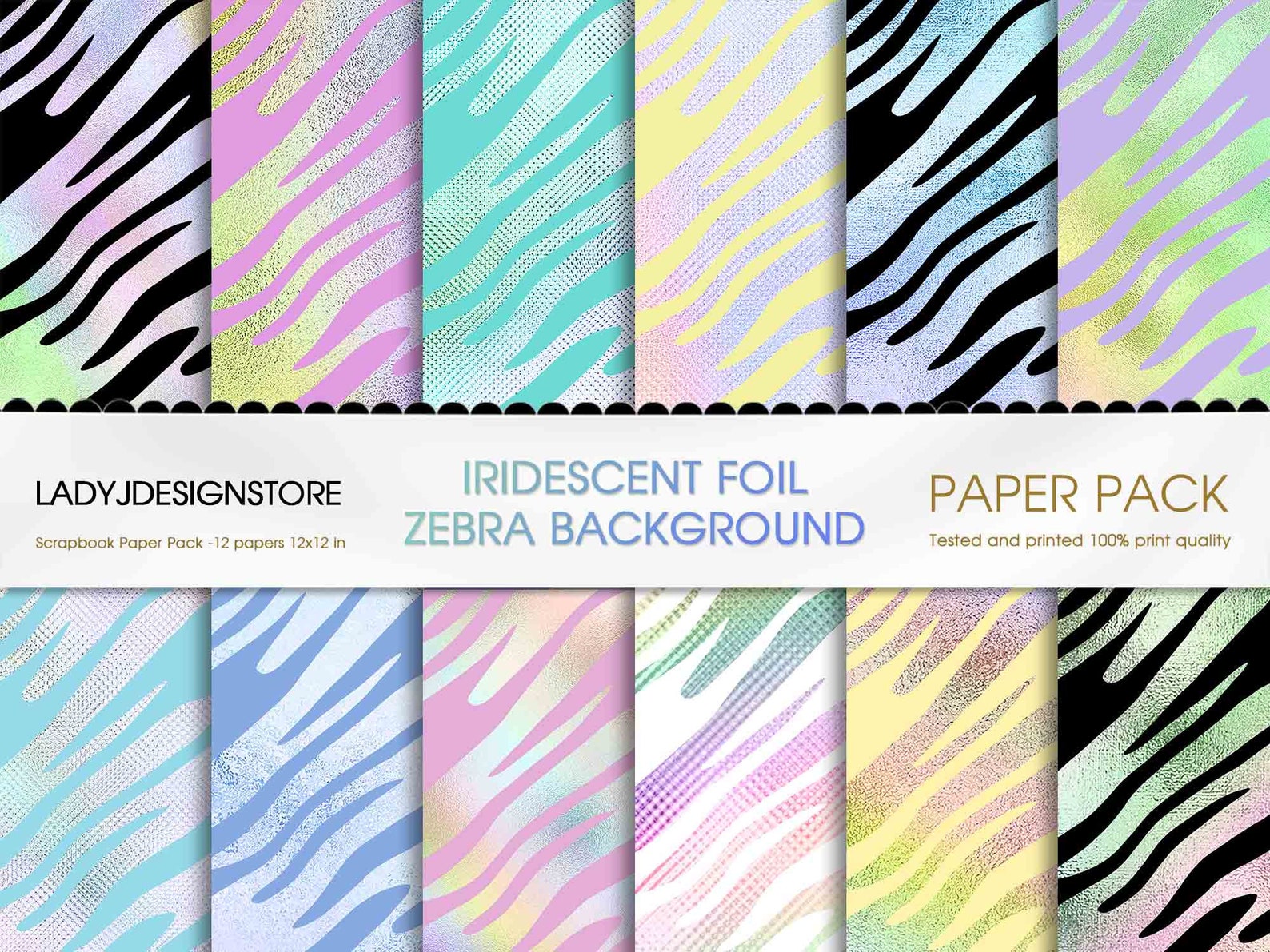 Iridescent Zebra Print Digital Paper seamless zebra pattern | Etsy