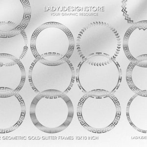 Silver Geometric Sparkle Circular Frames Clip Art, Metalic Silver ...