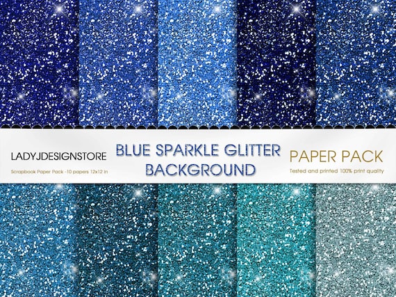Blue Sparkle Large Chunky Glitter Digital Papers, Glitter printable ...