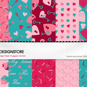 Sweet Valentine Heart 15 Printable Digital Papers Sweet ...