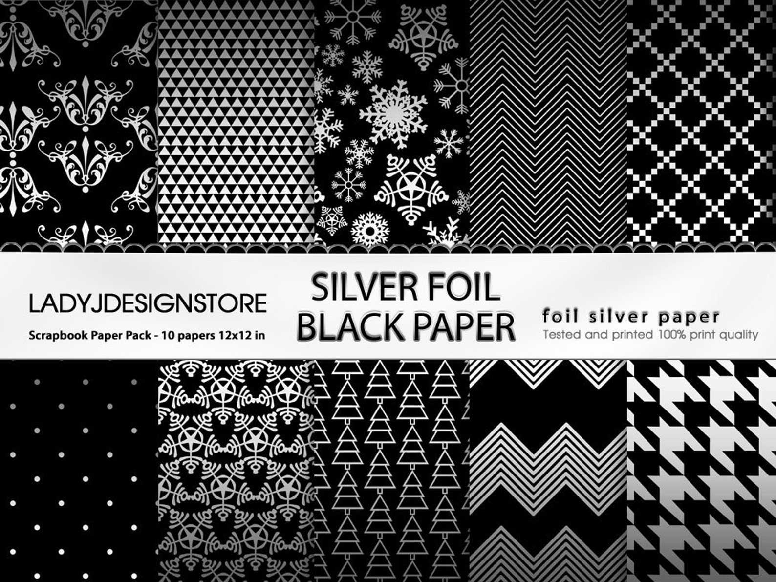 SILVER FOIL Digital Paper Metallic 10 Digital Scrapbook | Etsy