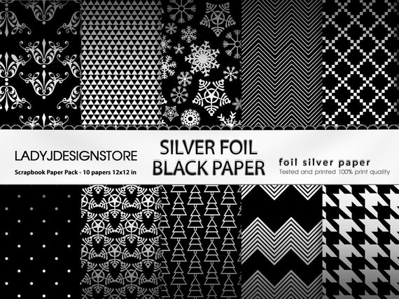 SILVER FOIL Digital Paper Metallic - 10 Digital Scrapbook Papers, Gold ...