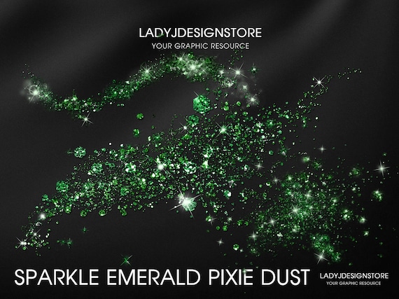 Emerald pixie dust Overlays clipart, Emerald glitter dust overlay, Stardust, Fairy dust, Magic ...