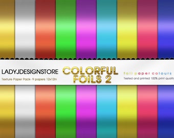 Foil Digital Paper Metallic Gold Foil Colorful Holiday 9 | Etsy