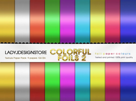 BRITE FOIL KRAFT - Digital Paper Metallic Gold Foil Colorful Holiday ...