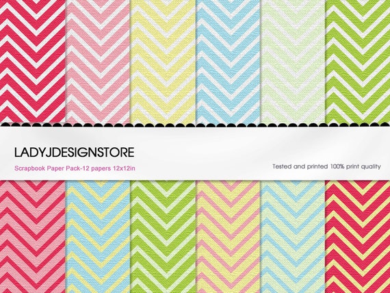 Chevron Papers 12 Printable Digital papers - Canvas Texture ...