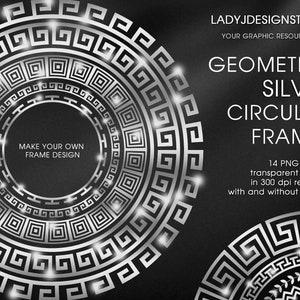 Silver Geometric Sparkle Circular Frames Clip Art, Metalic Silver ...