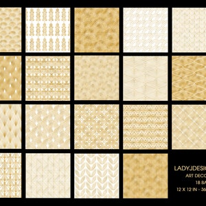 Art Deco White Gold Foil Digital Paper Seamless Retro Art Deco Patterns ...