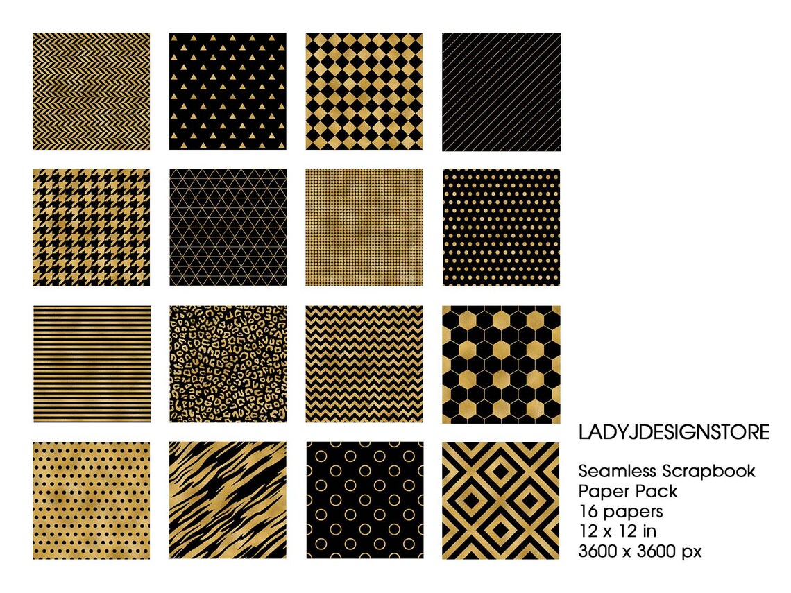 Black and Gold Foil Digital Paper Seamless Black and Gold - Etsy Canada