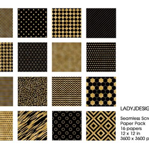 Black and Gold Foil Digital Paper Seamless Black and Gold - Etsy Canada