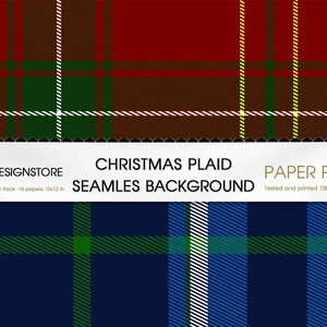 Christmas Plaid Digital Paper Texture Lumberjack Tartan Checkers Red ...