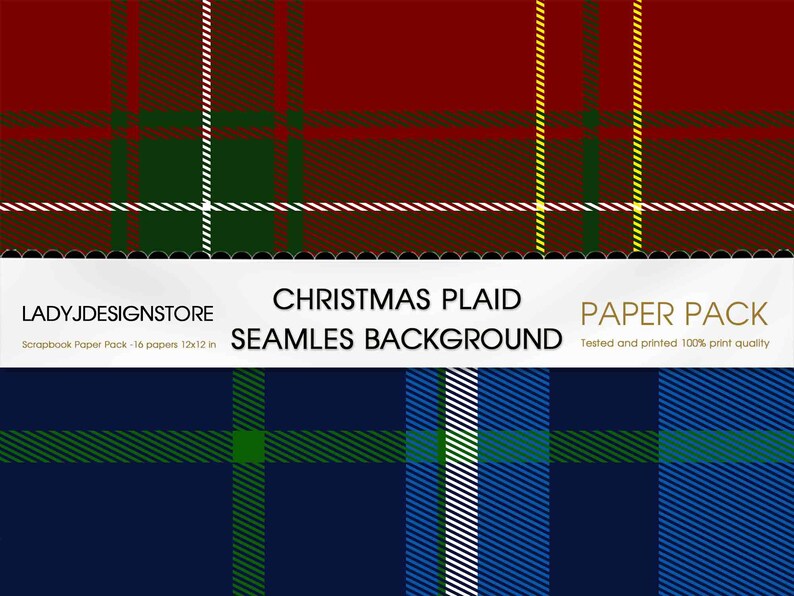 Christmas Plaid Digital Paper Texture Lumberjack Tartan - Etsy
