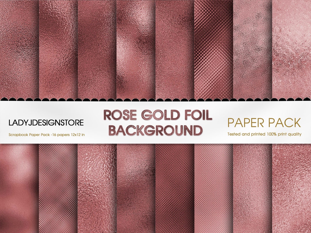 Rose Gold Foil Digital Paper, Foil Textures, Shimmer Printable Wedding ...