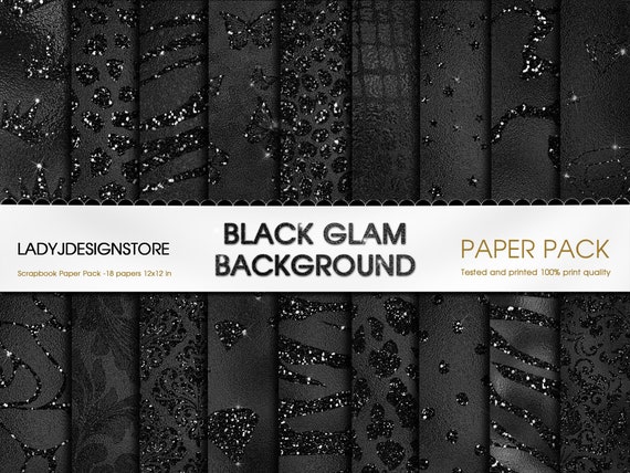 Luxury Glam Black Digital Paper, seamless tiger cheetah zebra butterfly ...