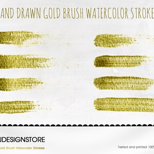 Watercolor Strokes Clipart 8 Gold Metallic Brush Watercolor - Etsy