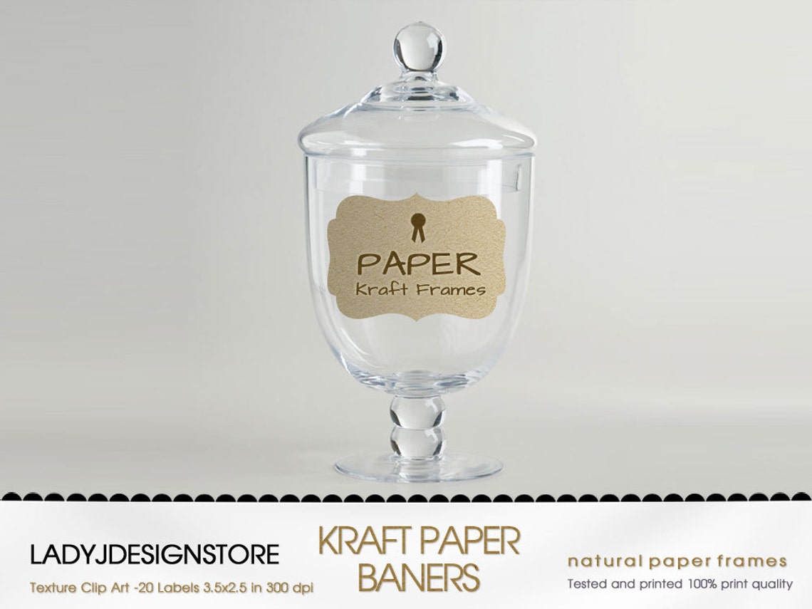 KRAFT PAPER FRAMES Clipart Pack 20 Labels / Paper Labels / - Etsy UK
