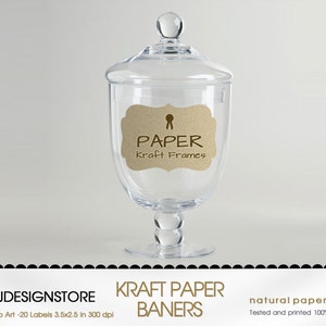 KRAFT PAPER FRAMES Clipart Pack 20 Labels / Paper Labels / Natural ...