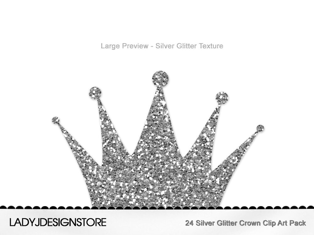 Silver Glitter Crown Clipart Pack-24 Digital Clip Art Crowns - Etsy UK
