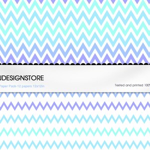 Digital Scrapbook Paper Pack Purple Blue Neon Chevron Dots Stripes ...