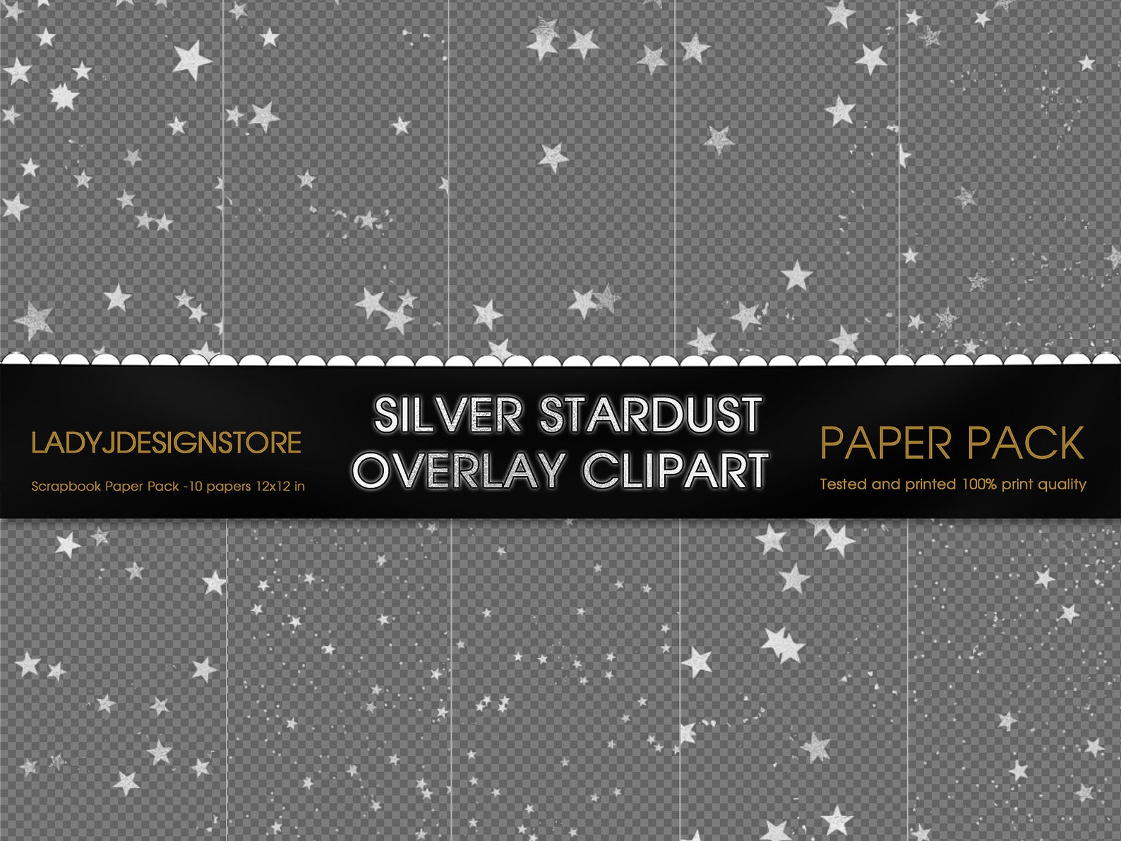 Seamless Silver Stardust Overlays Starry Night Gold Star - Etsy