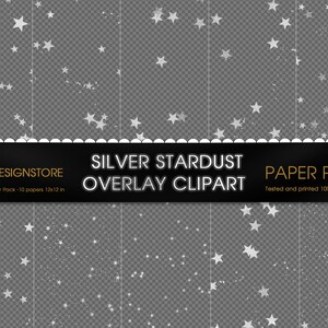 Seamless Silver Stardust Overlays, Starry Night Gold Star Patterns in ...