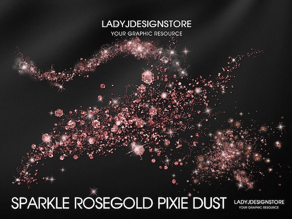 Rosegold pixie dust Overlays clipart, Rosegold glitter dust overlay, Stardust, Fairy dust, Magic ...