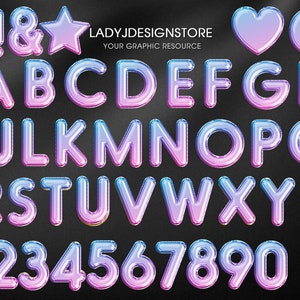 Ombre Blue Pink Foil Balloon Alphabet Clip Art PNG Transparent Blue ...