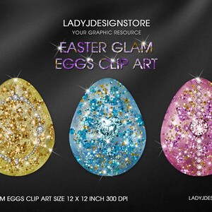 Easter Glam Eggs Clipart, Sparkle Glitter Colorful Eggs, Easter Clip ...