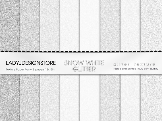 WHITE GLITTER Digital Papers 8 Glitter Textures, Paper Pack, Instant ...
