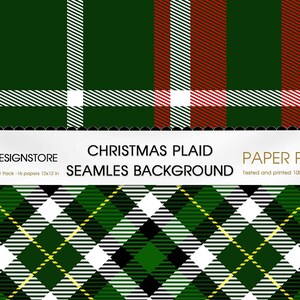 Christmas Plaid Digital Paper Texture Lumberjack Tartan Checkers Red ...