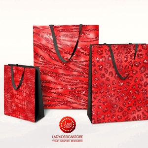 Red Glam Digital Paper, Seamless Tiger Cheetah Zebra Patterns ...