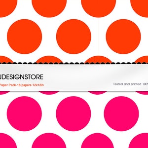 Digital Scrapbook Paper Pack Rainbow Big Polka Dot on White 16 Digital ...