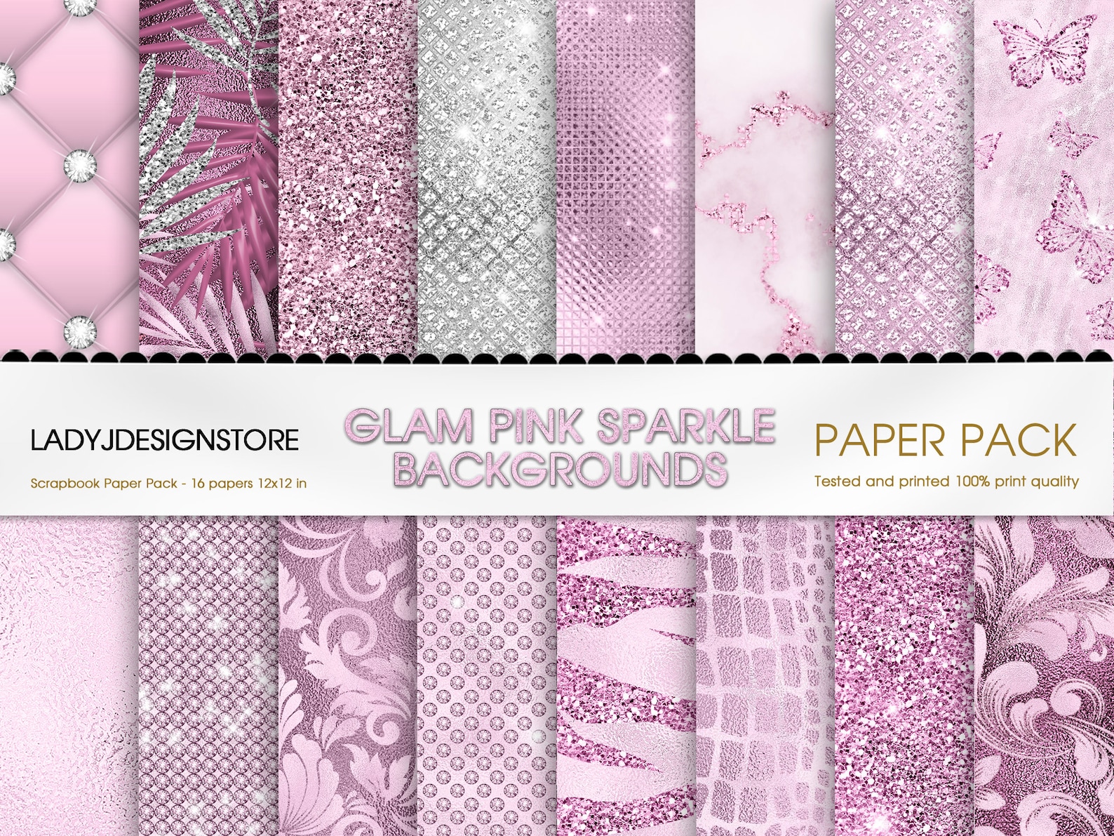 Silver and Pink Glam Digital Paper Seamless Tiger Cheetah - Etsy