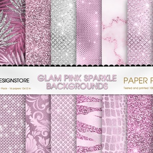 Silver and Pink Glam Digital Paper, Seamless Tiger Cheetah Zebra ...