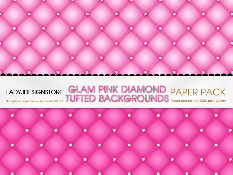 Diamond Tufted Pink Sparkle Digital Paper Luxury Quilted - Etsy