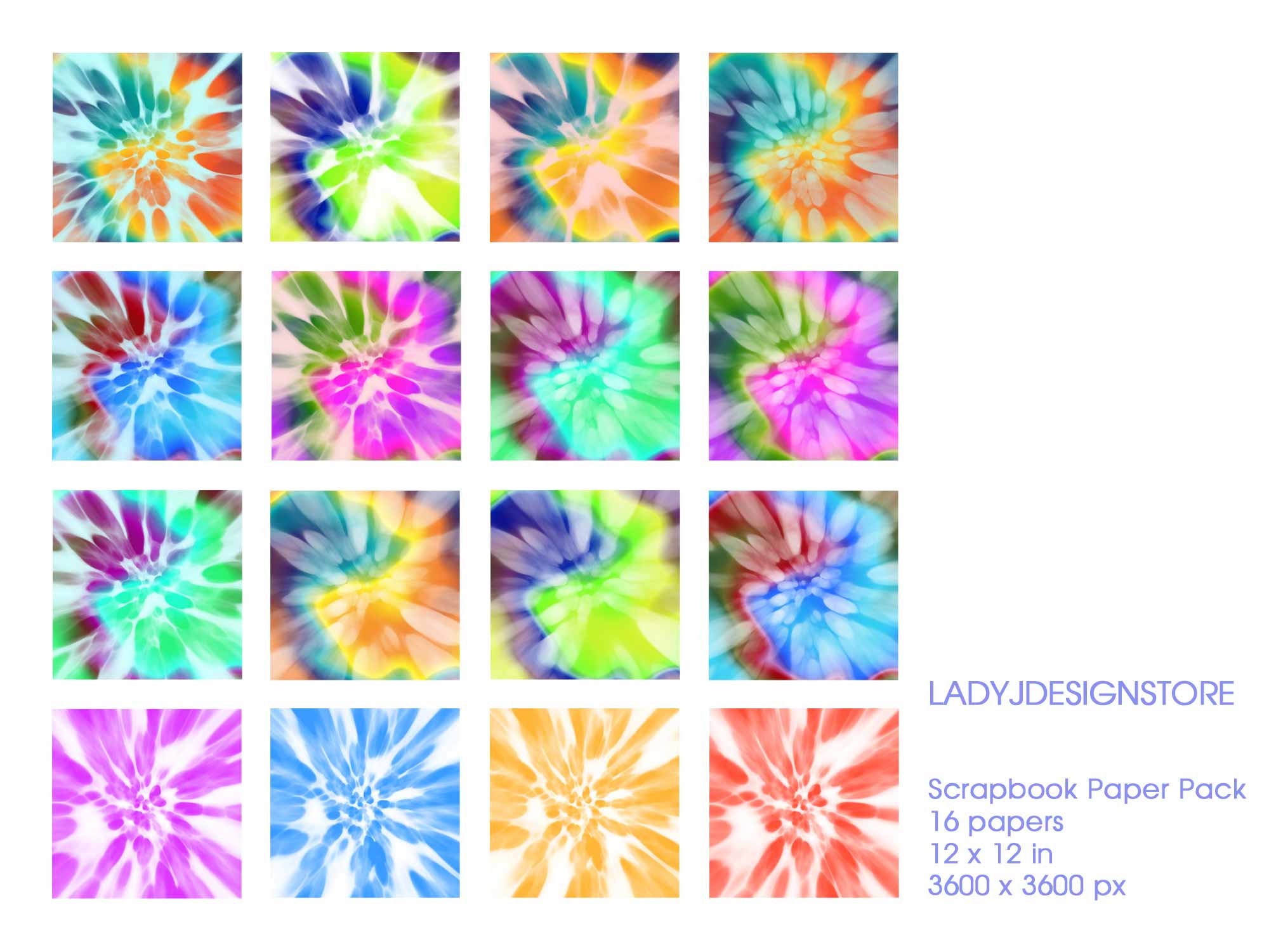 Tie Dye Digital Paper Colorful Tie-dye Hippie Mermaid | Etsy