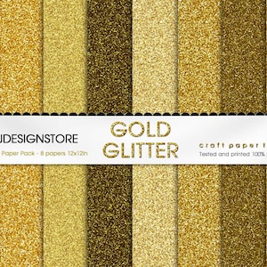 Gold Glitter Digital Papers 8 Glitter Textures, Paper Pack, Instant ...