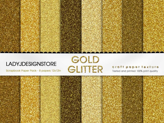 Gold Glitter Digital Papers - 8 Glitter Textures, Paper Pack, Instant ...