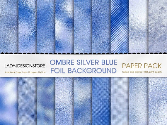 Ombre Silver Blue foil background, foil textures shimmer printable ...