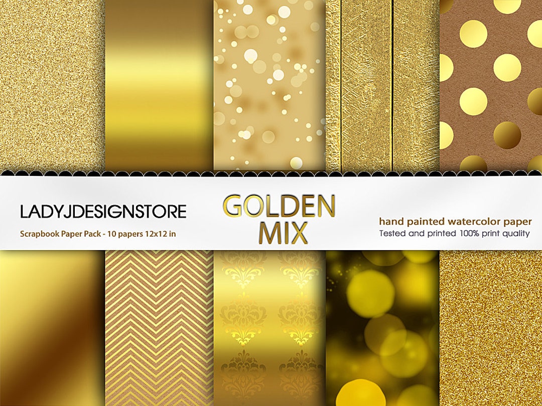 Gold Digital Paper Mix Bokeh, Glitter, Wood, Foil, Chevron Gold Bokeh ...