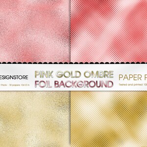 Pink and Gold Ombre Foil Background Digital Paper, Ombre Pink and Gold ...