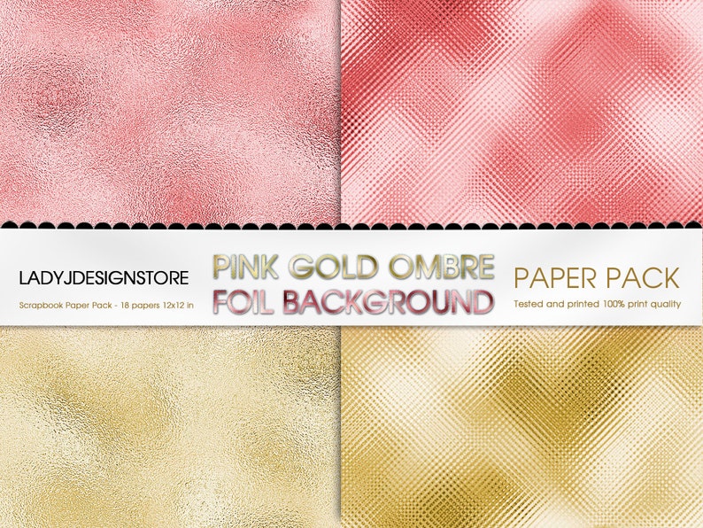 Pink and Gold Ombre Foil Background Digital Paper Ombre Pink - Etsy